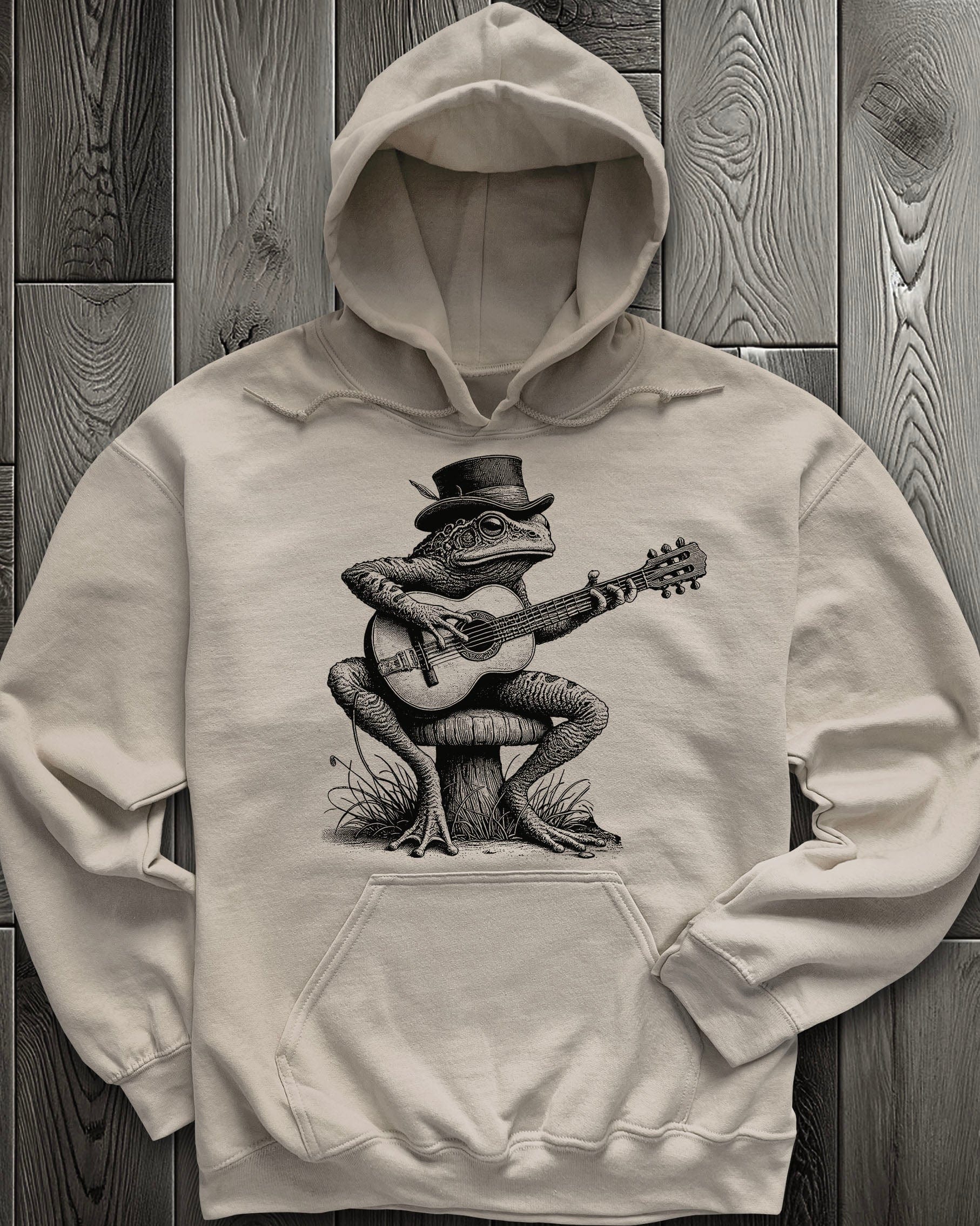 Cute Vintage Cottagecore Guitar Frog Hoodie – 207 Threads